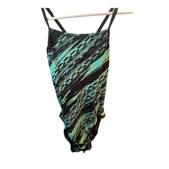 Speedo | Swim | Speedo Swimsuit Womens Sz 6 32 Green Black Racerback ...